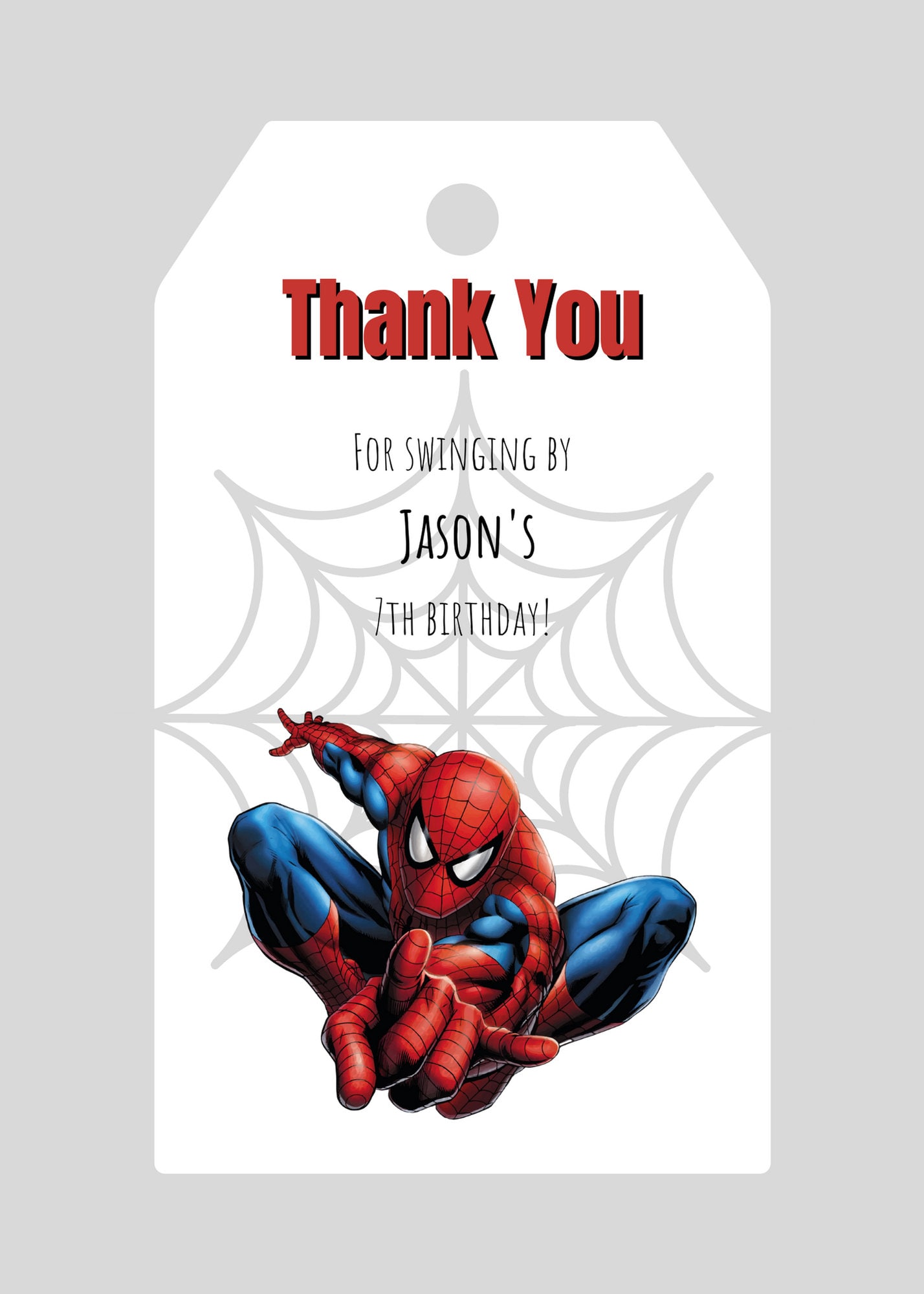 Spiderman Thank You Tag, Editable Spiderman Thank You Favor Tags ...
