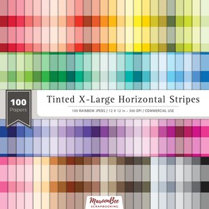 Tinted Extra Large Horizontal Stripes Digital Scrapbooking Paper, X ...