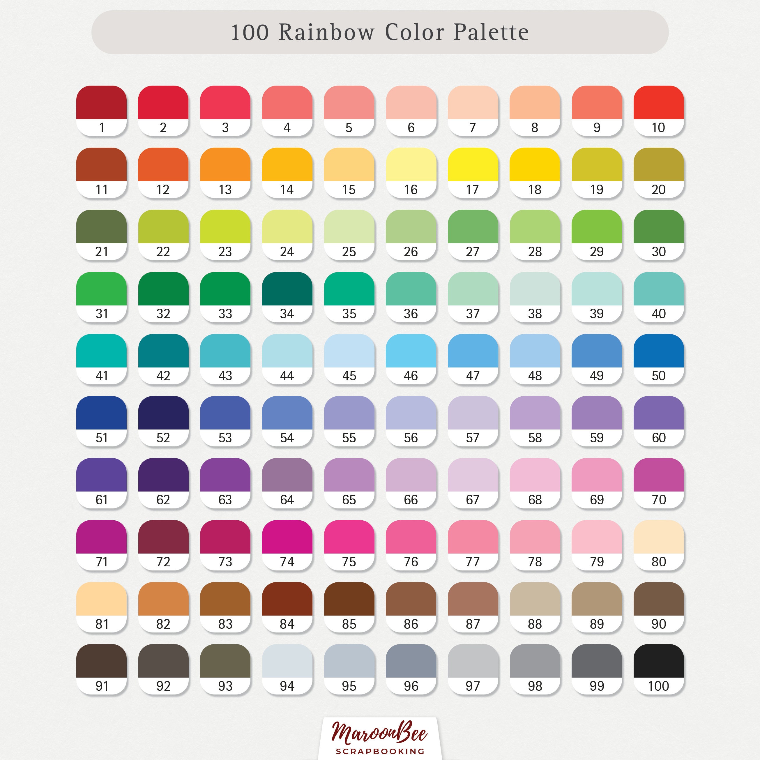 Solid Colors Digital Scrapbooking Paper, Digital Paper 100 Rainbow ...