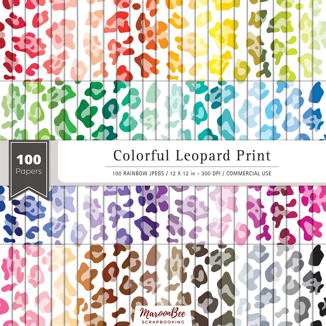 Colorful Leopard Print Digital Scrapbooking Paper, Digital Paper Pack ...