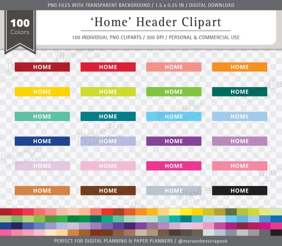 100 Home Header Clipart Planner Box Rectangle Square Sticker | Etsy