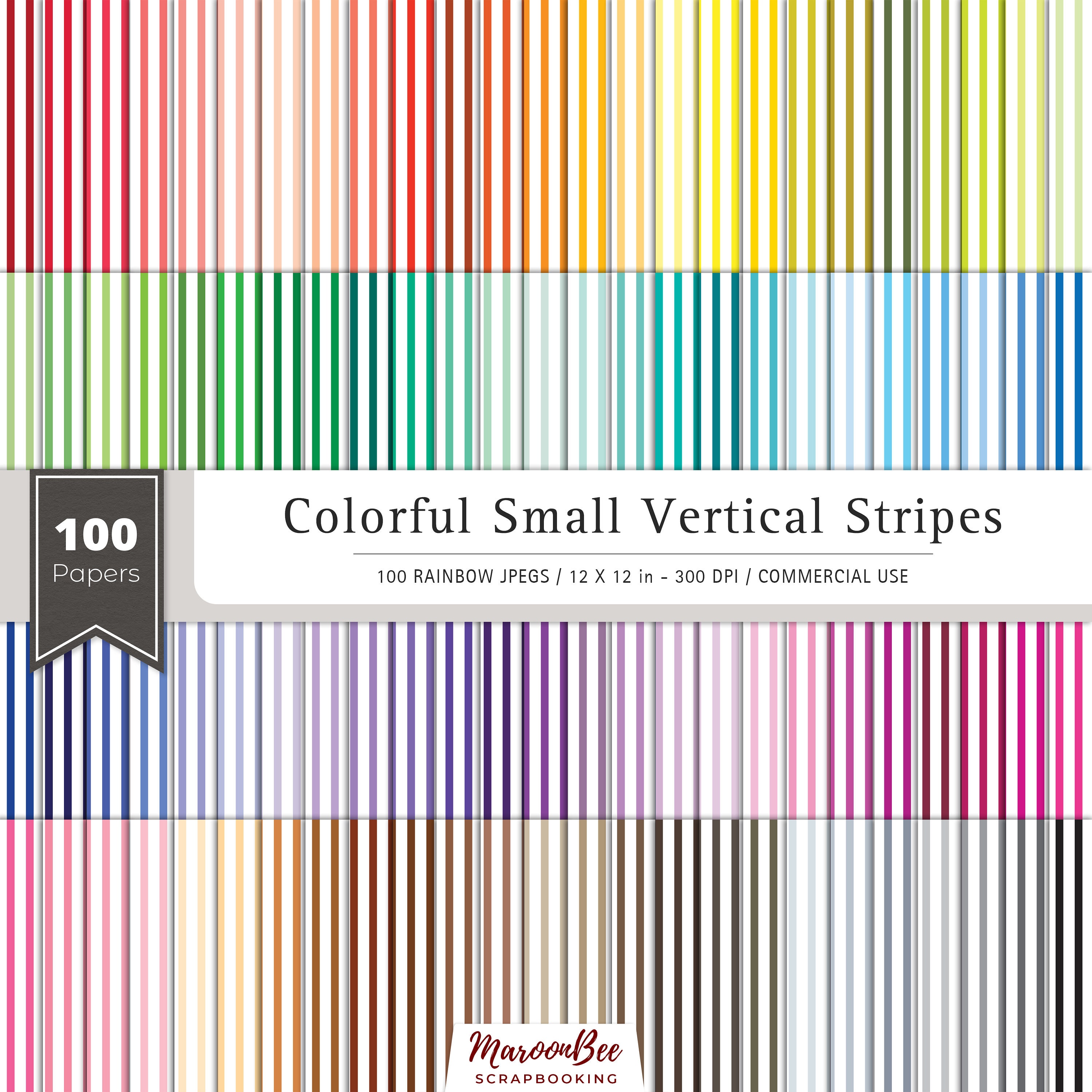 Colorful Small Vertical Stripes Digital Scrapbooking Paper, Digital ...