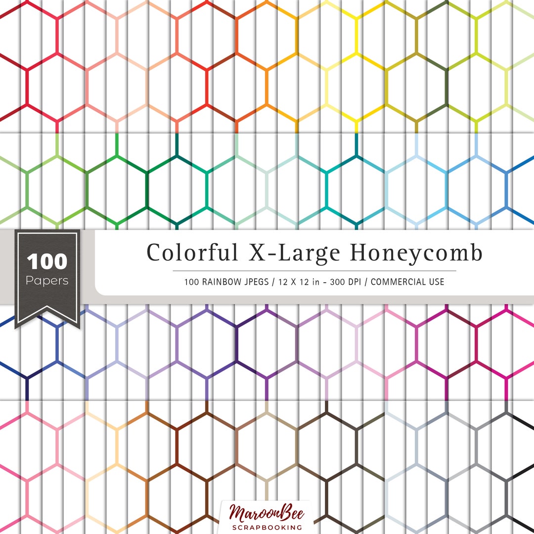 Colorful Extra Large Honeycomb Digital Paper Pack, 100 Digital Papers ...