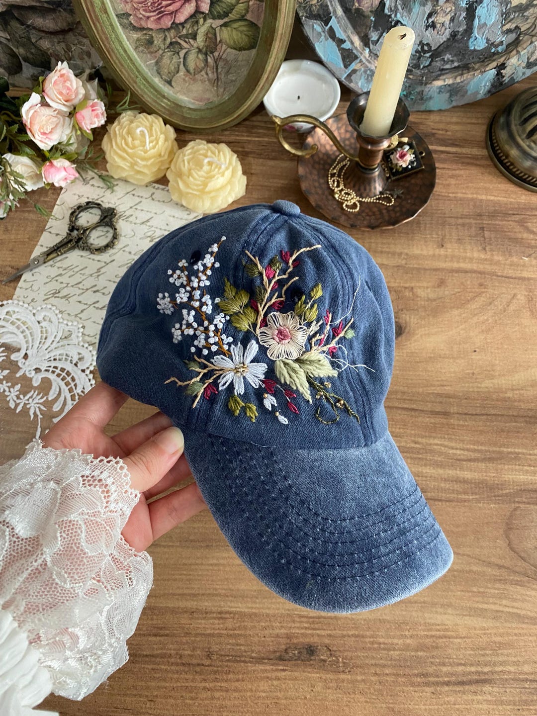 Embroidered Sun Hat - Floral Hat - Baseball Cap - Baseball Hat ...