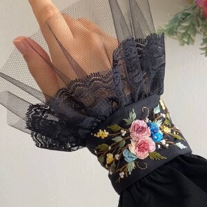 One Pair Embroidered Lace Cuff Cuff Bracelet Bridal Lace Cuff Vintage ...