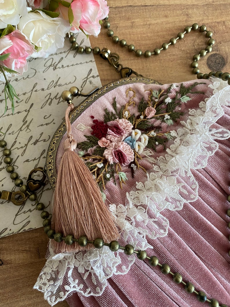 Handmade Floral Embroidered Small Bag Embroidered Small Pink - Etsy