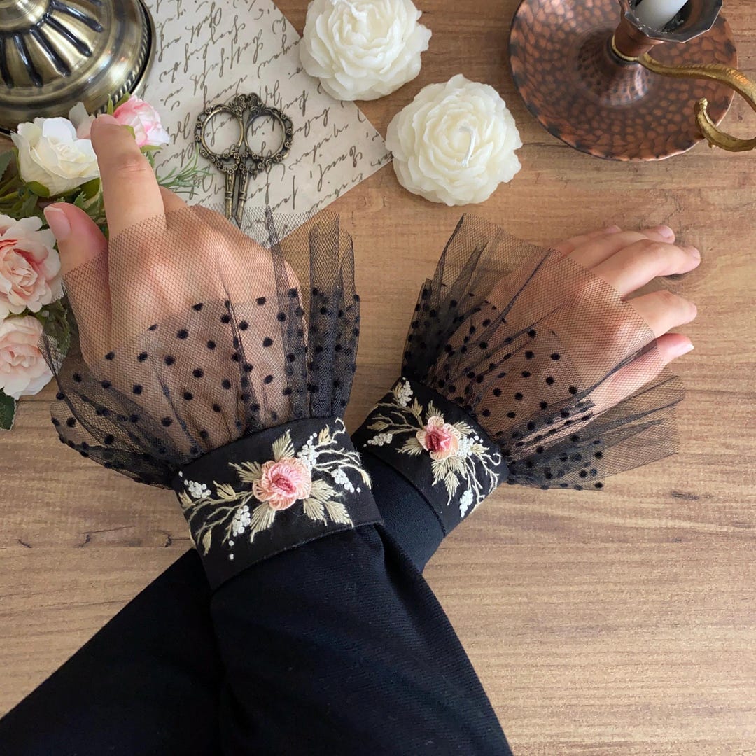 Handmade Embroidered Lace Cuff , Floral Bracelet Cuff ,lace Cuff,bride ...