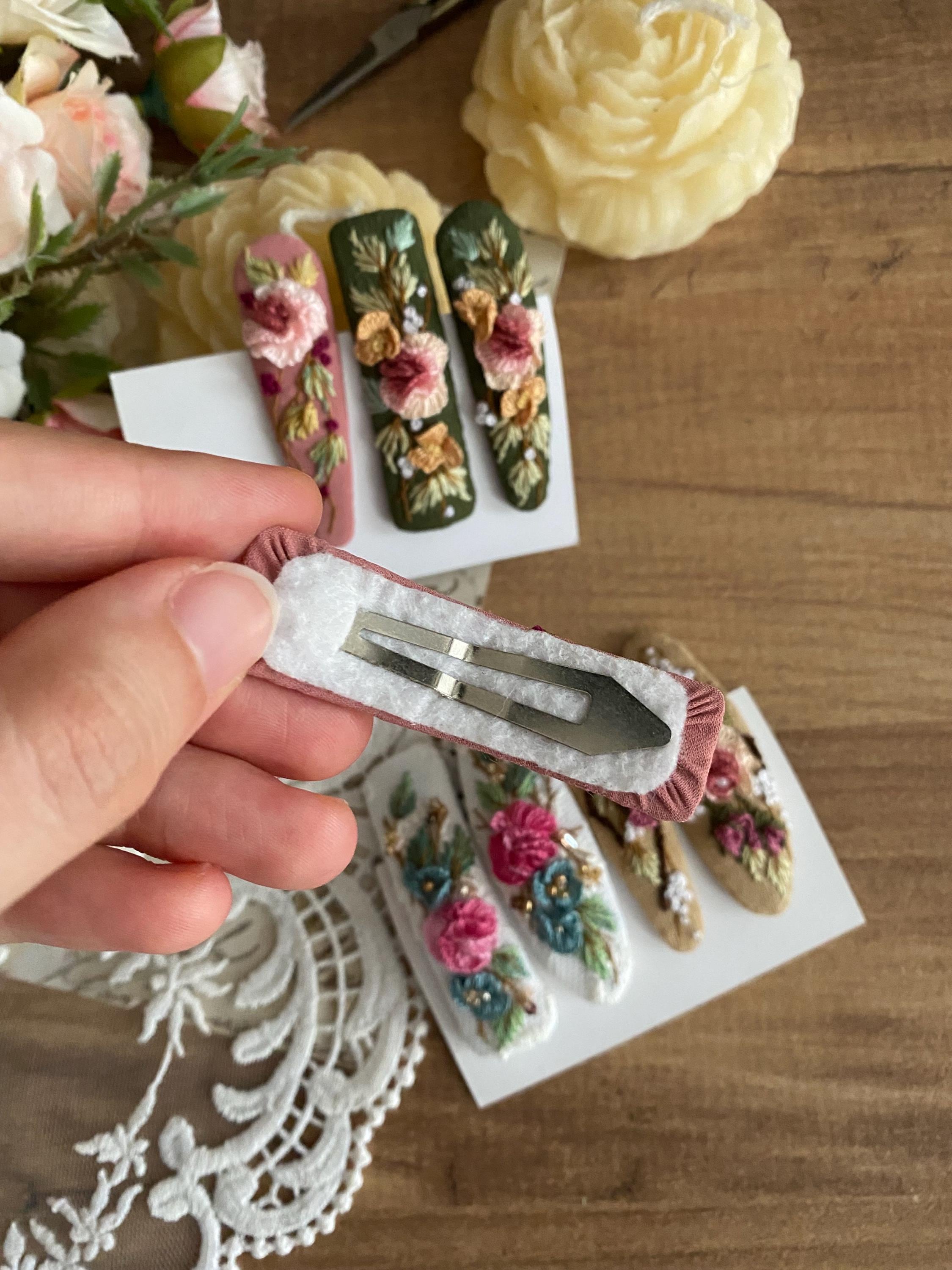 Handmade Embroidered Hair Pins - Hair Clips - Etsy