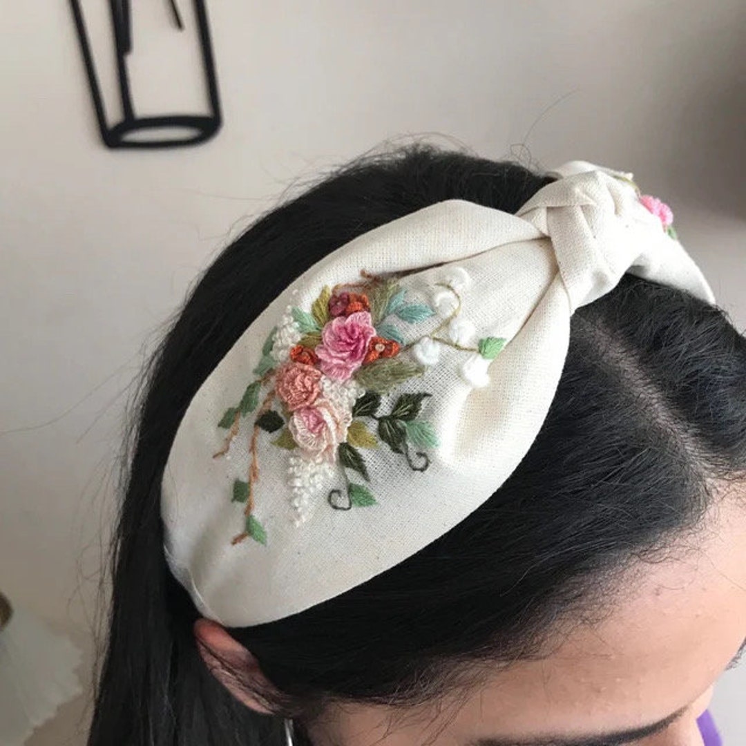 Handmade Headband- Handband -floral Hand Embroidered Headband. Handmade ...