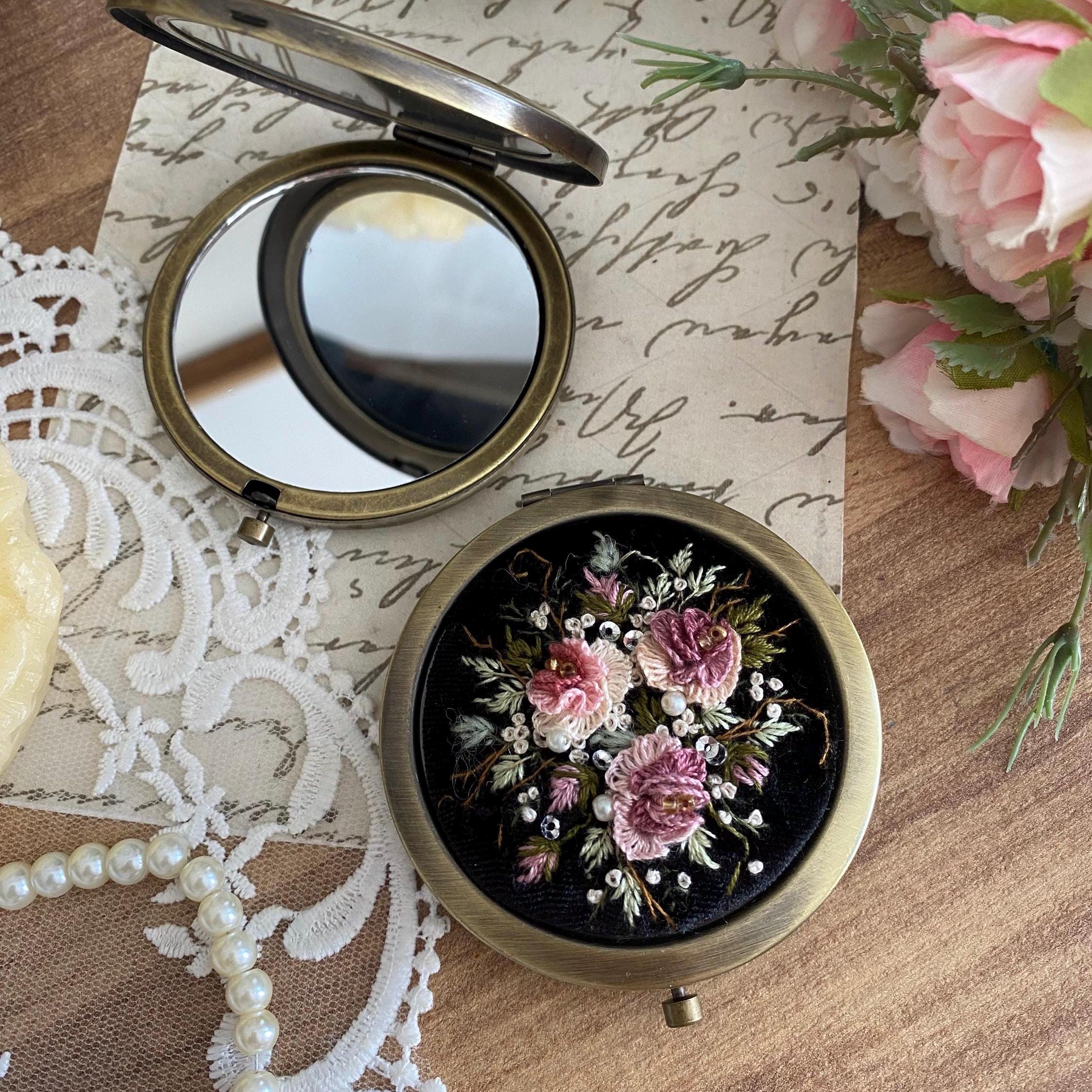 Embroidered Vintage 3D Roses Hand Mirror / Antique Vintage Unique ...