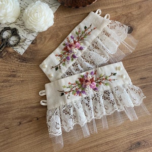 Handmade Embroidered Lace Cuff , Floral Bracelet Cuff ,lace Cuff,bride ...