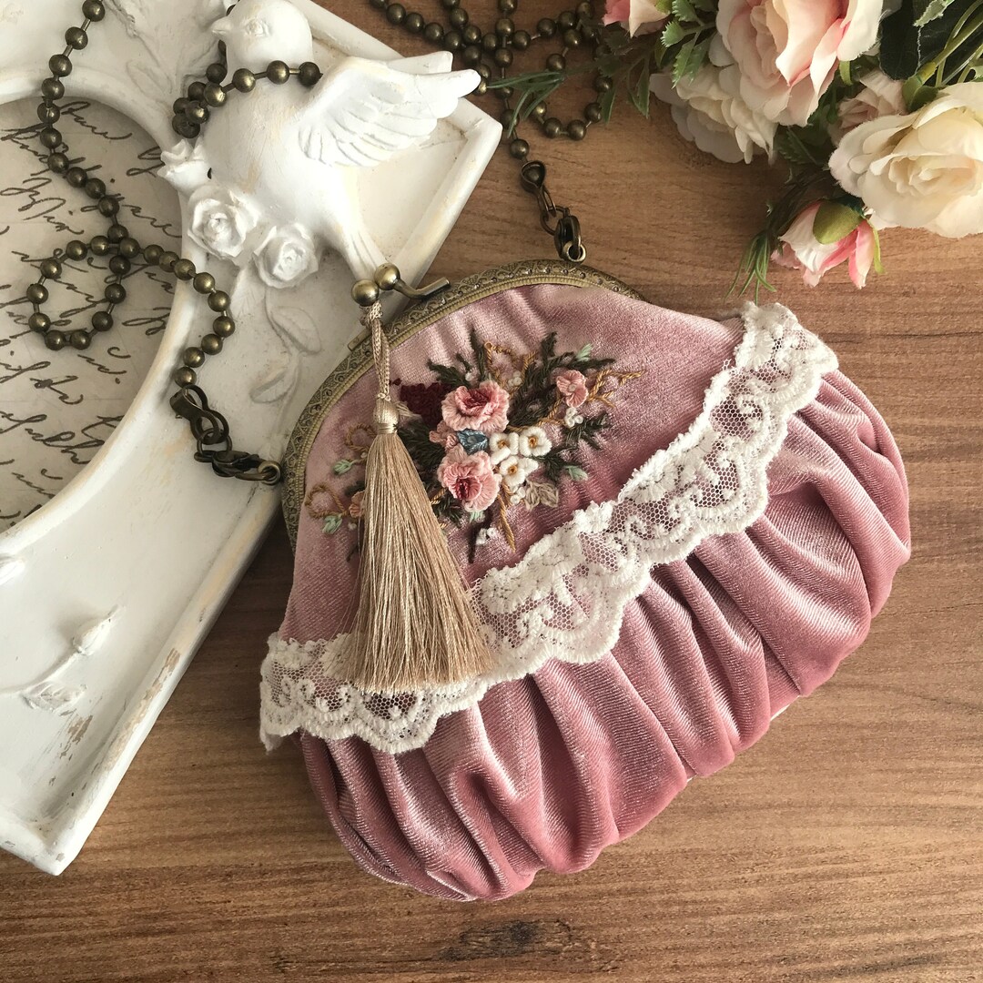 Handmade Floral Embroidered Small Bag Embroidered Small Pink - Etsy