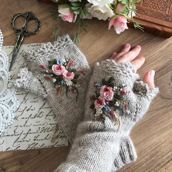 Embroidered Gloves - Etsy