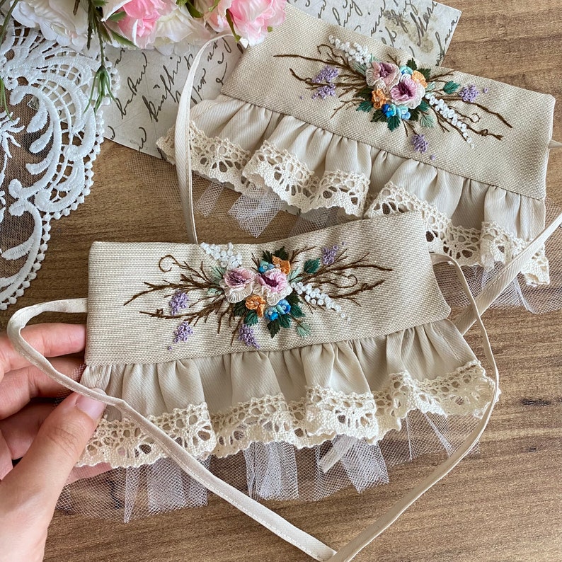 One Pair Handmade Embroidered Lace Cuff , Floral Bracelet Cuff ,lace ...