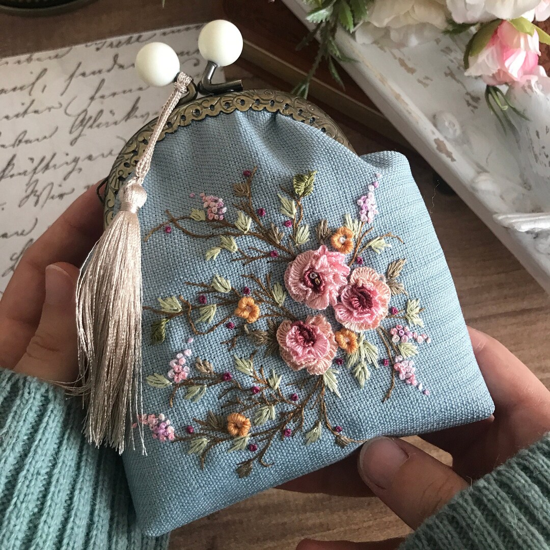 Floral Coin Purse Vintage Floral Wallet embroidered Coin - Etsy