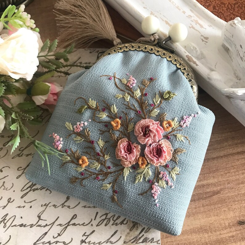 Floral Coin Purse Vintage Floral Wallet embroidered Coin - Etsy