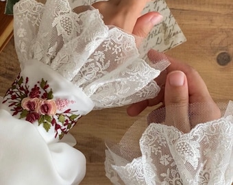 Handmade Embroidered Lace Cuff , Floral Bracelet Cuff ,lace Cuff,bride ...