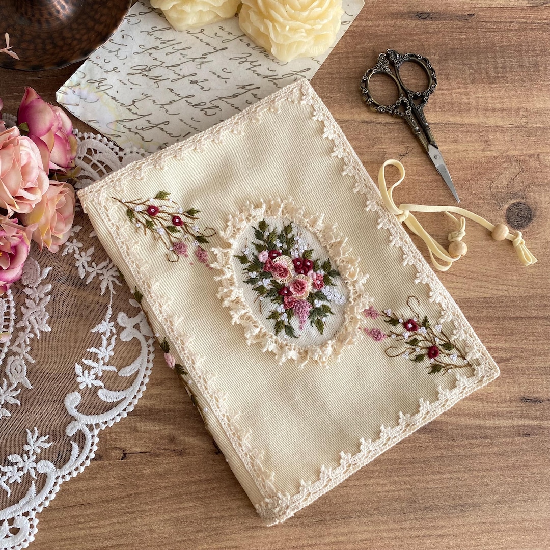 Handmade Book Sleeve , Embroidered Book Sleeve , Floral Book Cover ...