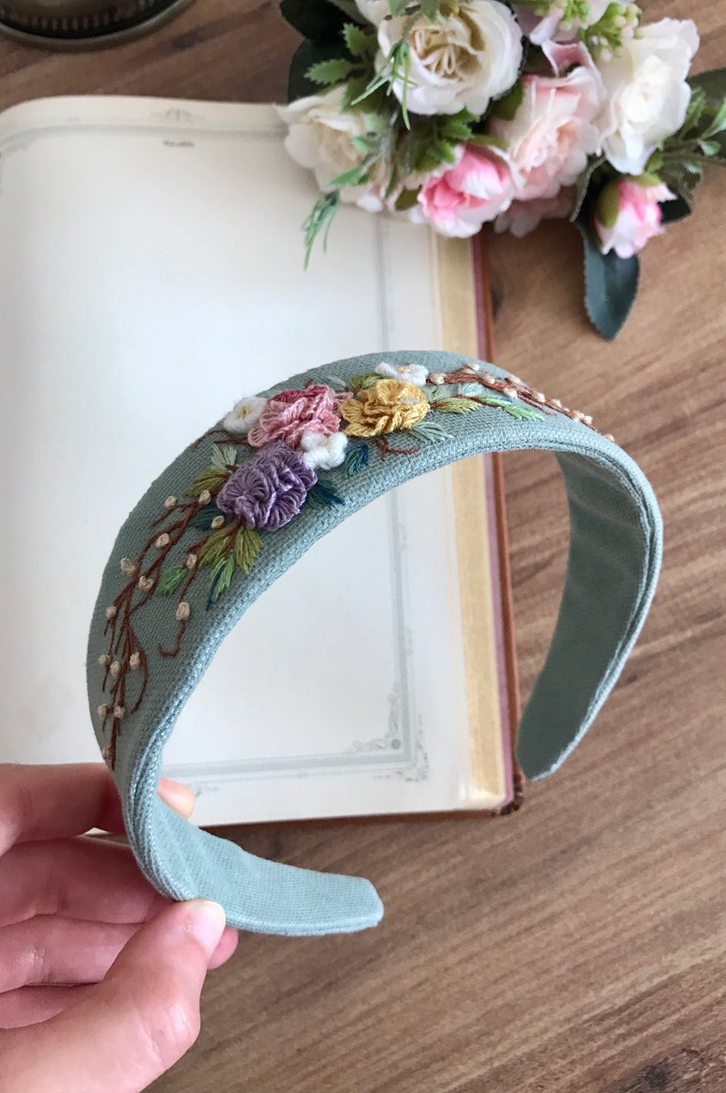 Handmade Headband- Handband -floral Hand Embroidered Headband. Handmade ...