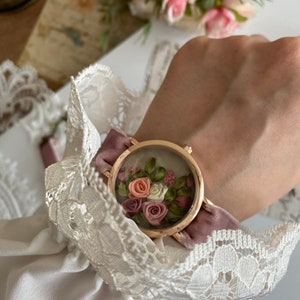 Embroidered Bracelet - Watch Bracelet - Embroidered Cuff - Handmade ...
