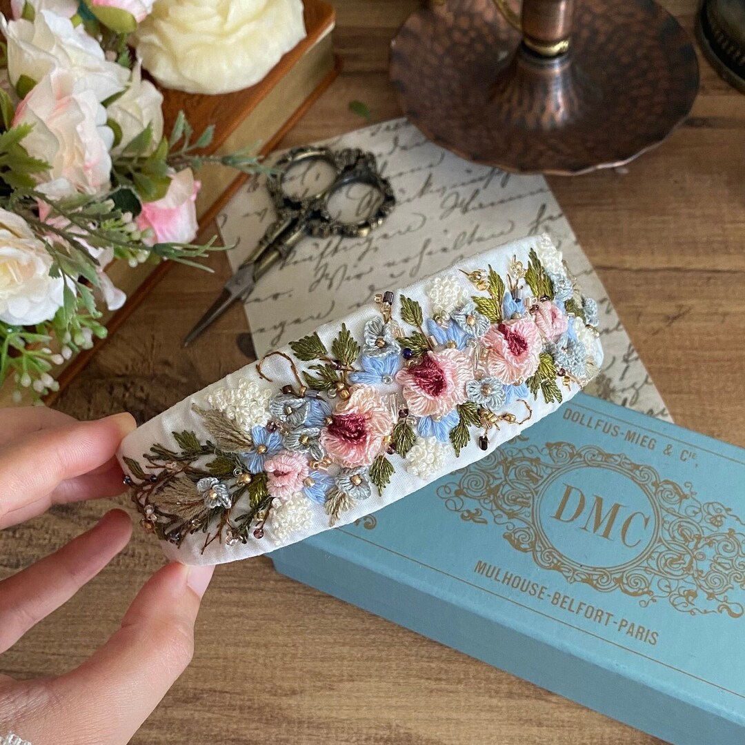 Handmade Headband- Handband -floral Hand Embroidered Headband. Handmade ...
