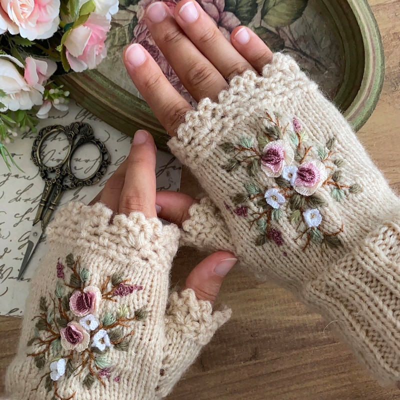 Embroidered Gloves - Etsy