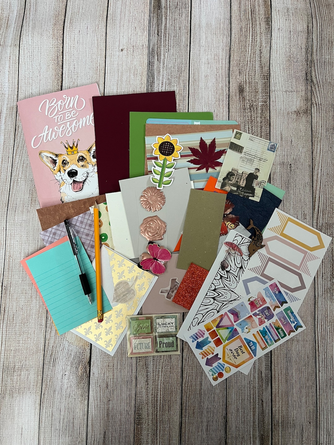 Junk Journal Kit (#2), 30+ Pieces /medium Journal, Stickers, Paper, Die ...