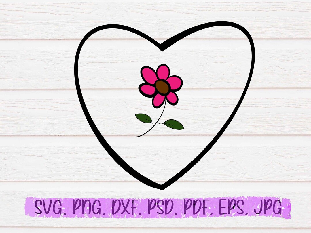 Heart flower svg heart svg flower svg Love flower Line Art - Etsy Portugal