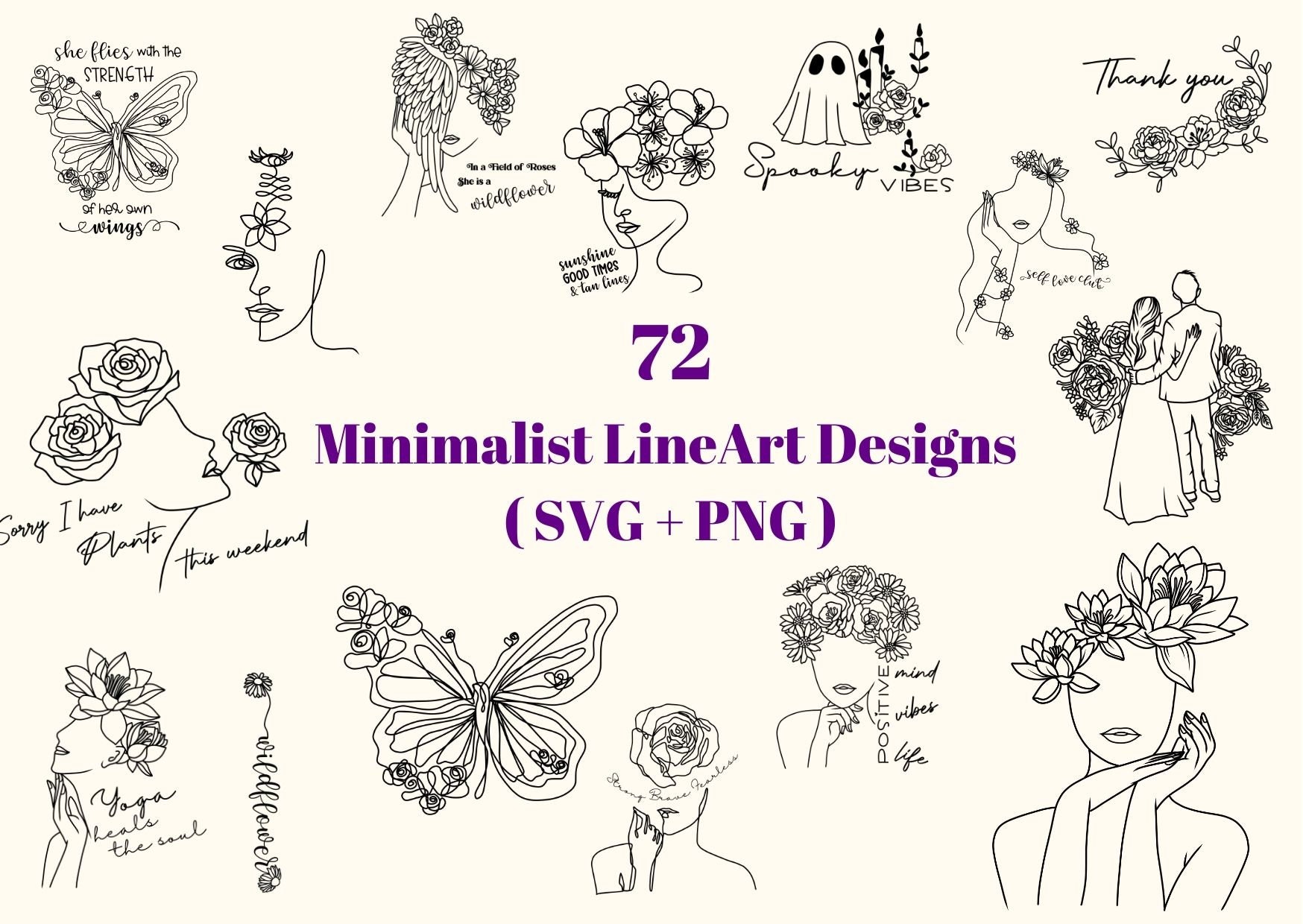 72 Lineart Svg Bundle Line Art Svg Minimalist Svg Flower - Etsy Australia