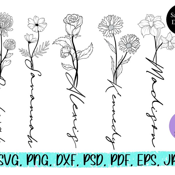 Cosmo Flower Name Tattoo - Etsy