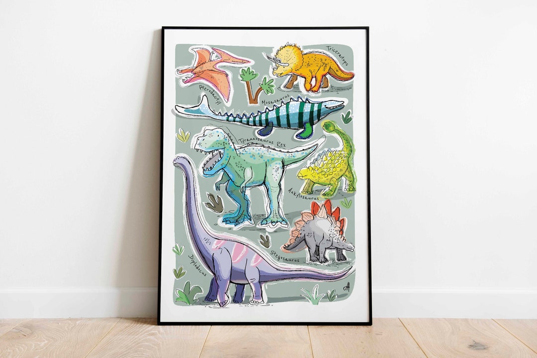 Dinosaur Poster A4 A3 Dinosaur Print Dinosaur Decor - Etsy