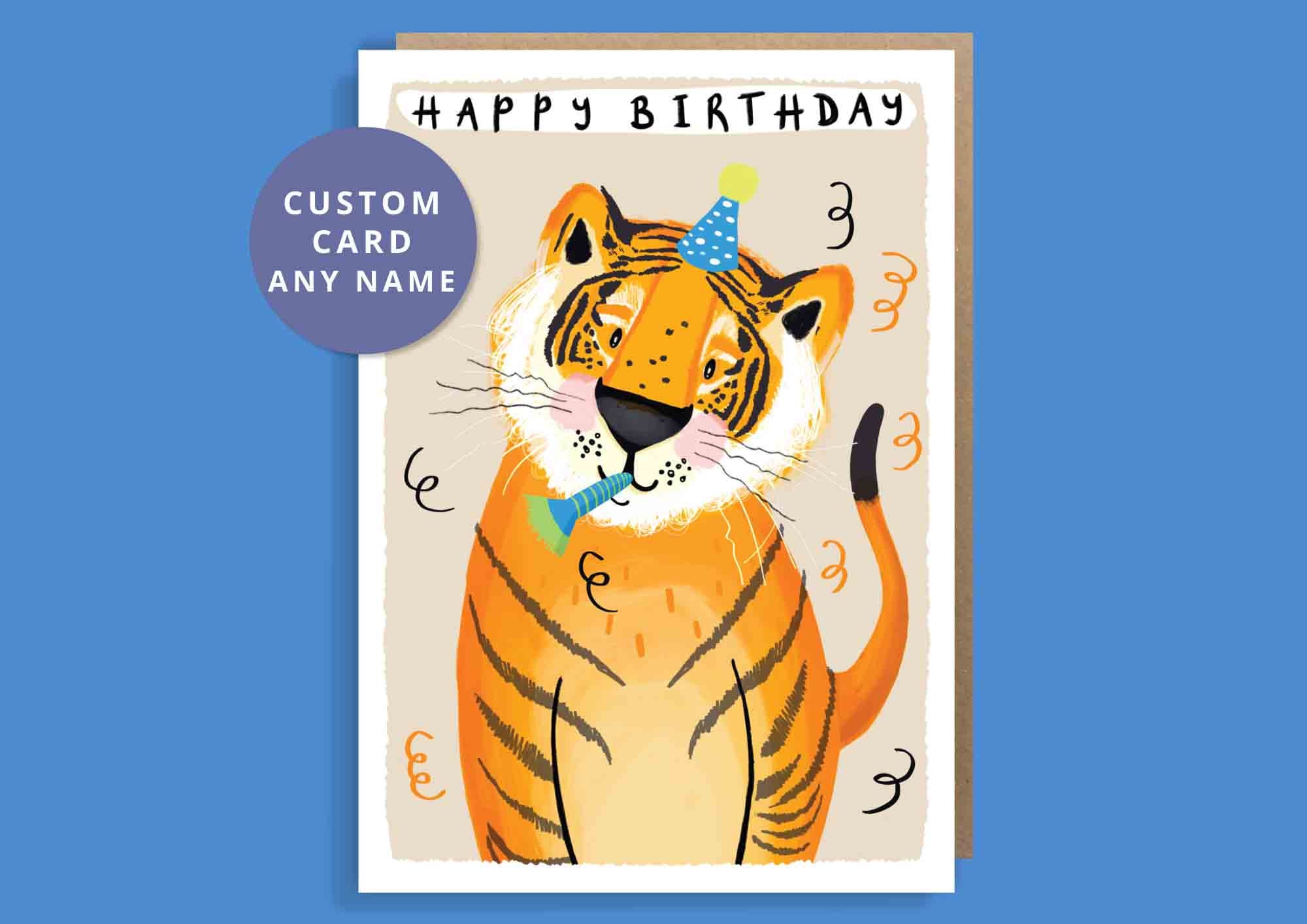 Tiger Happy Birthday Card | Tiger Birthday Card | Birthday Card for ...