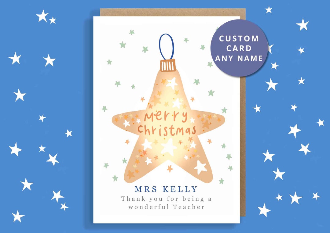 Merry Christmas Teacher Thank You Card | Personalised Teacher Christmas ...