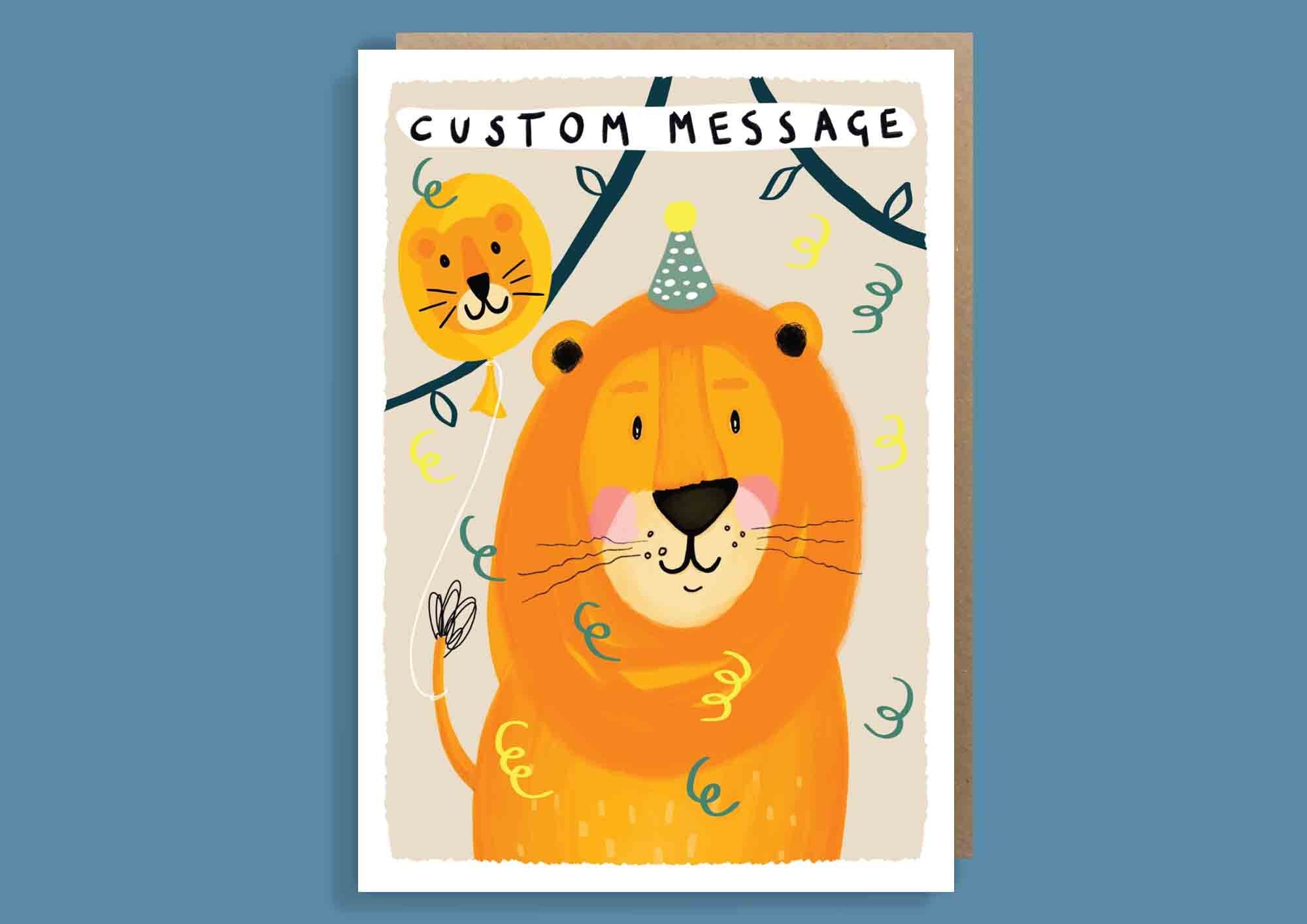 Personalised Lion Birthday Card Kids Birthday Card Jungle Lion Birthday ...