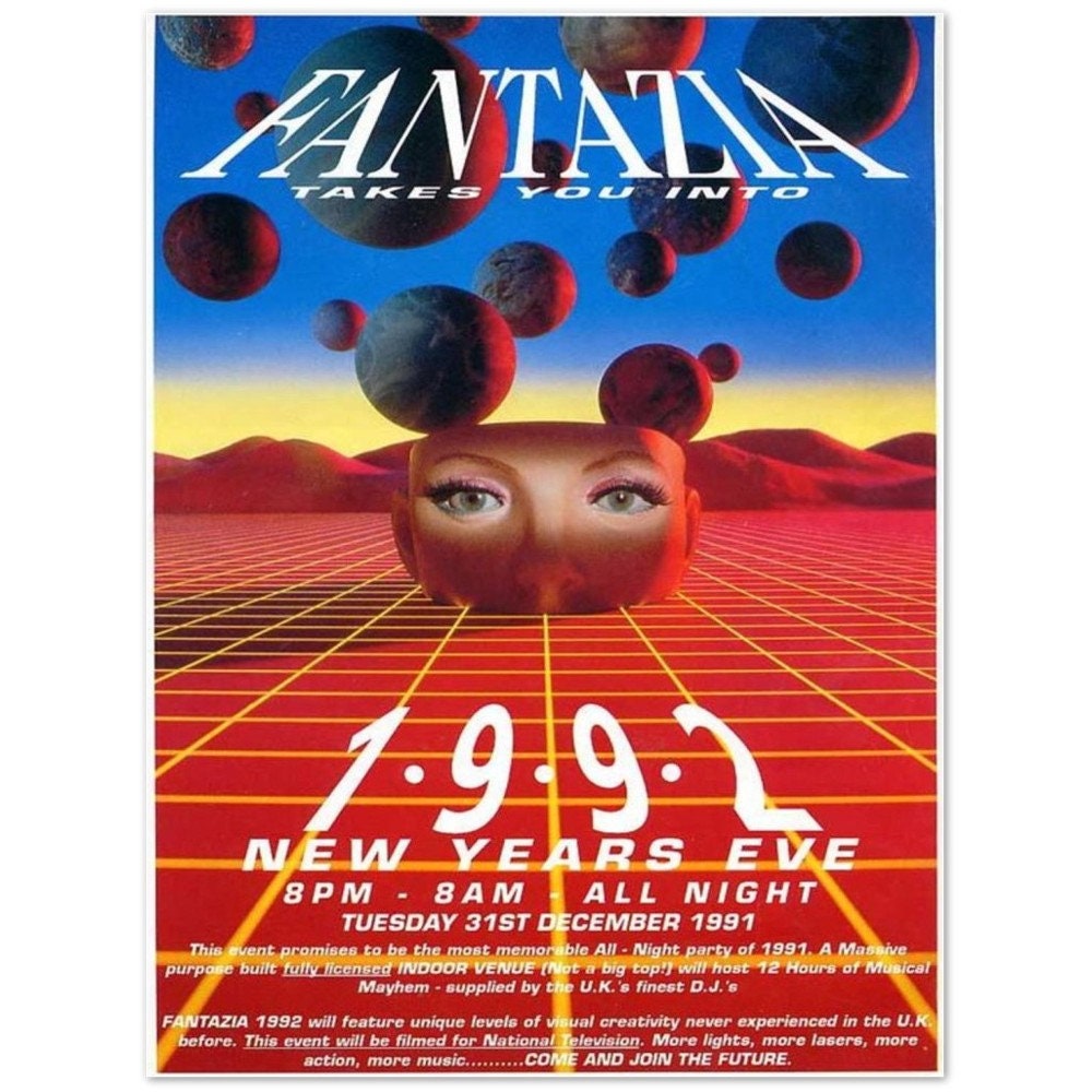 Fantazia 1992 New Year's Eve Rave Poster Old Skool Wall Art - Etsy