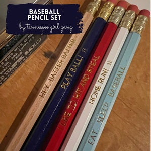 Baseball Pencils Set of 5 - Gold Foil Stamped Pencils - School Supplies ...