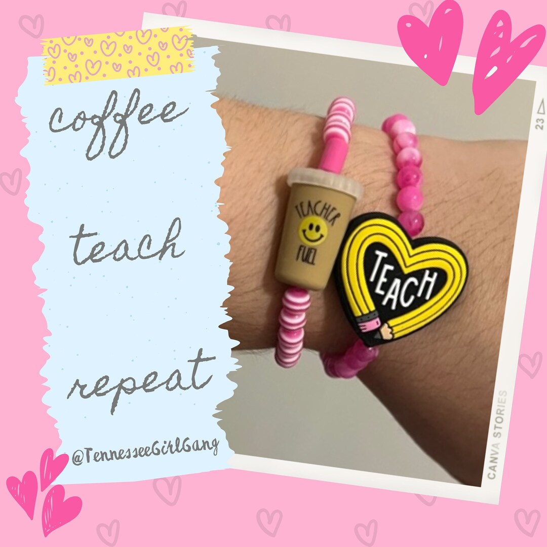 Teacher Bracelets - Teacher Gift - Teacher Pencil Bracelet - Teacher Fuel Bracelet - Teacher ...