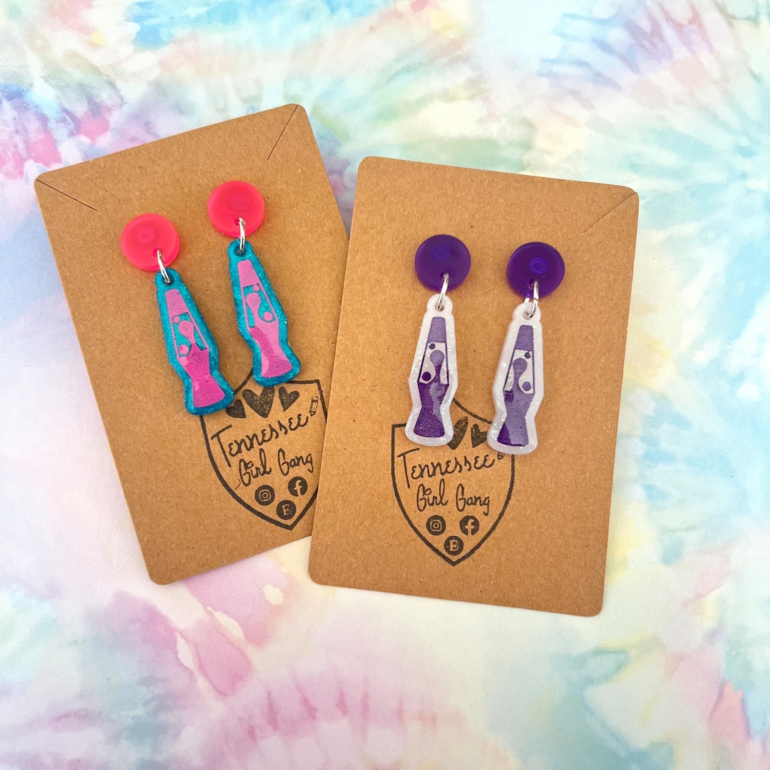 Retro Lava Lamp Dangle Stud Earrings - Groovy Earrings - Hippie ...