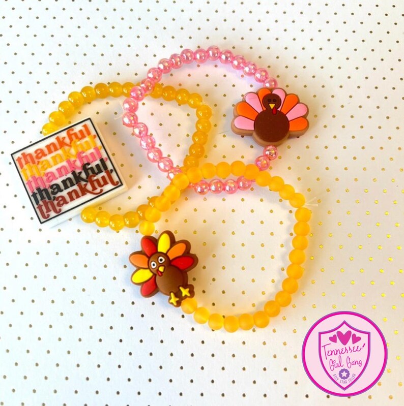 Thanksgiving Bracelet - Thankful Bracelet - Pink Turkey Bracelet ...