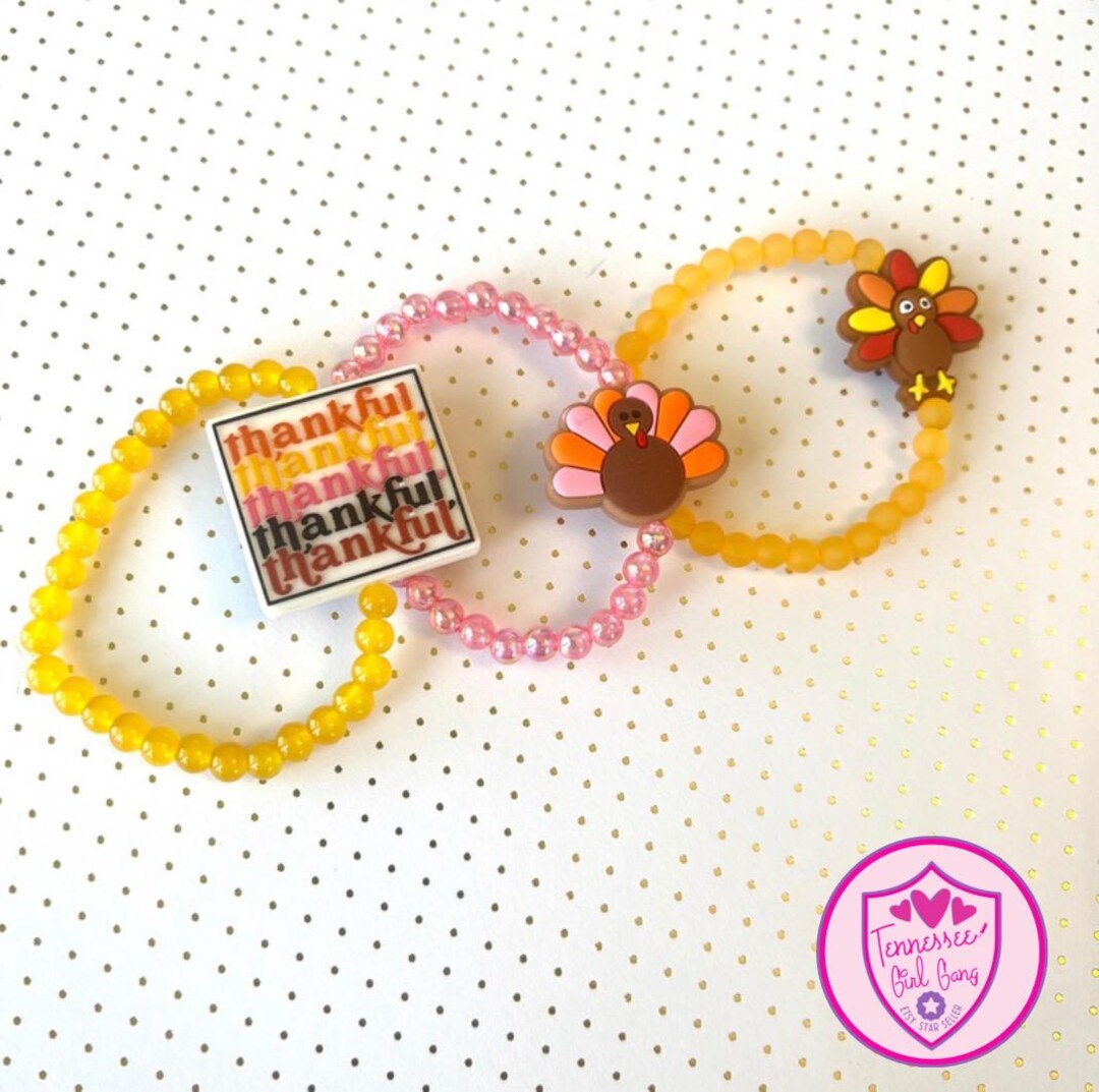 Thanksgiving Bracelet - Thankful Bracelet - Pink Turkey Bracelet ...
