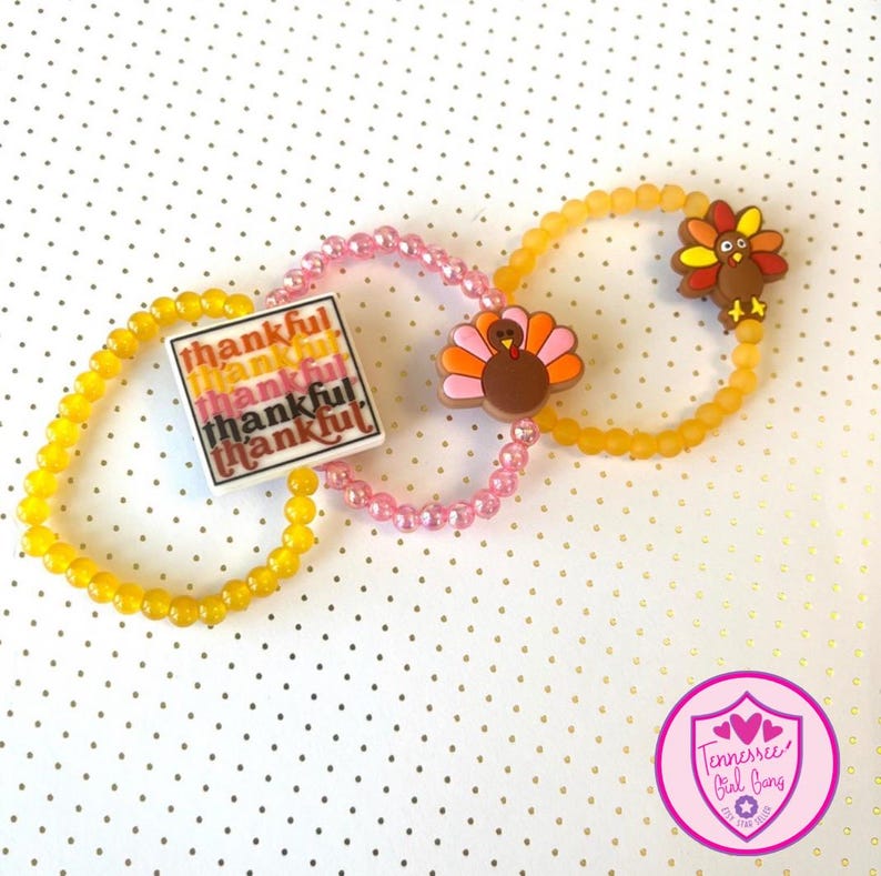 Thanksgiving Bracelet - Thankful Bracelet - Pink Turkey Bracelet ...