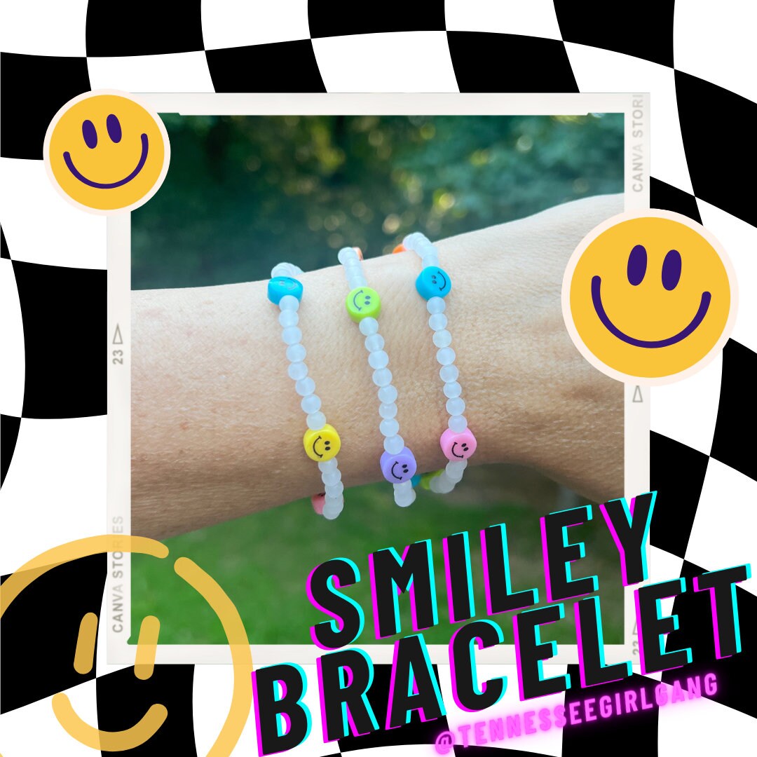 Smiley Bracelet - Smiley Bracelet Stack - Stackable Bracelets - 4mm ...