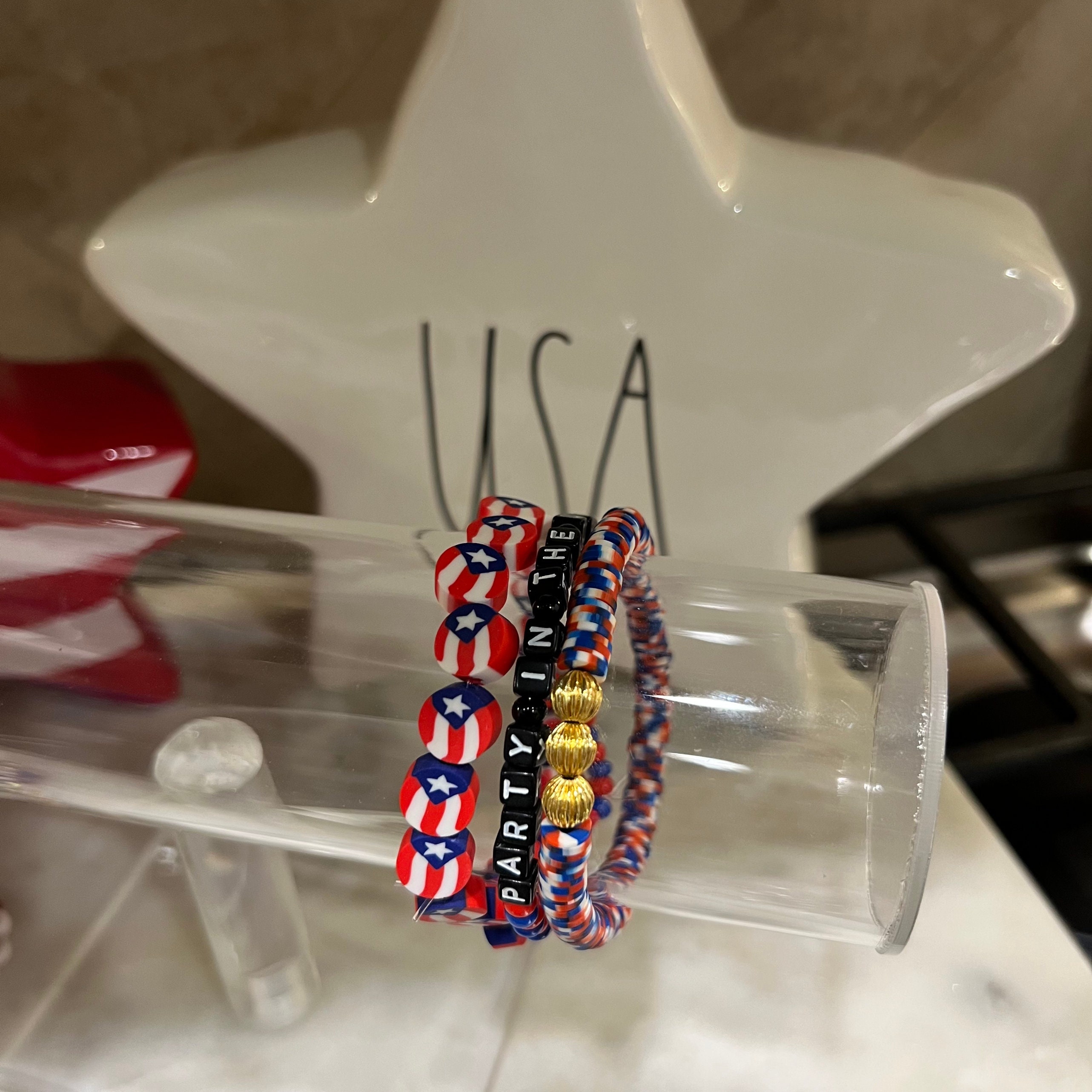 Party in the USA Bracelets - Fourth of July Bracelet Stack - Red, White ...