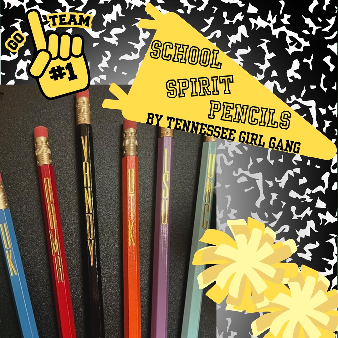 School Spirit Pencil Set - College Pencils - High School Pencils - Back ...