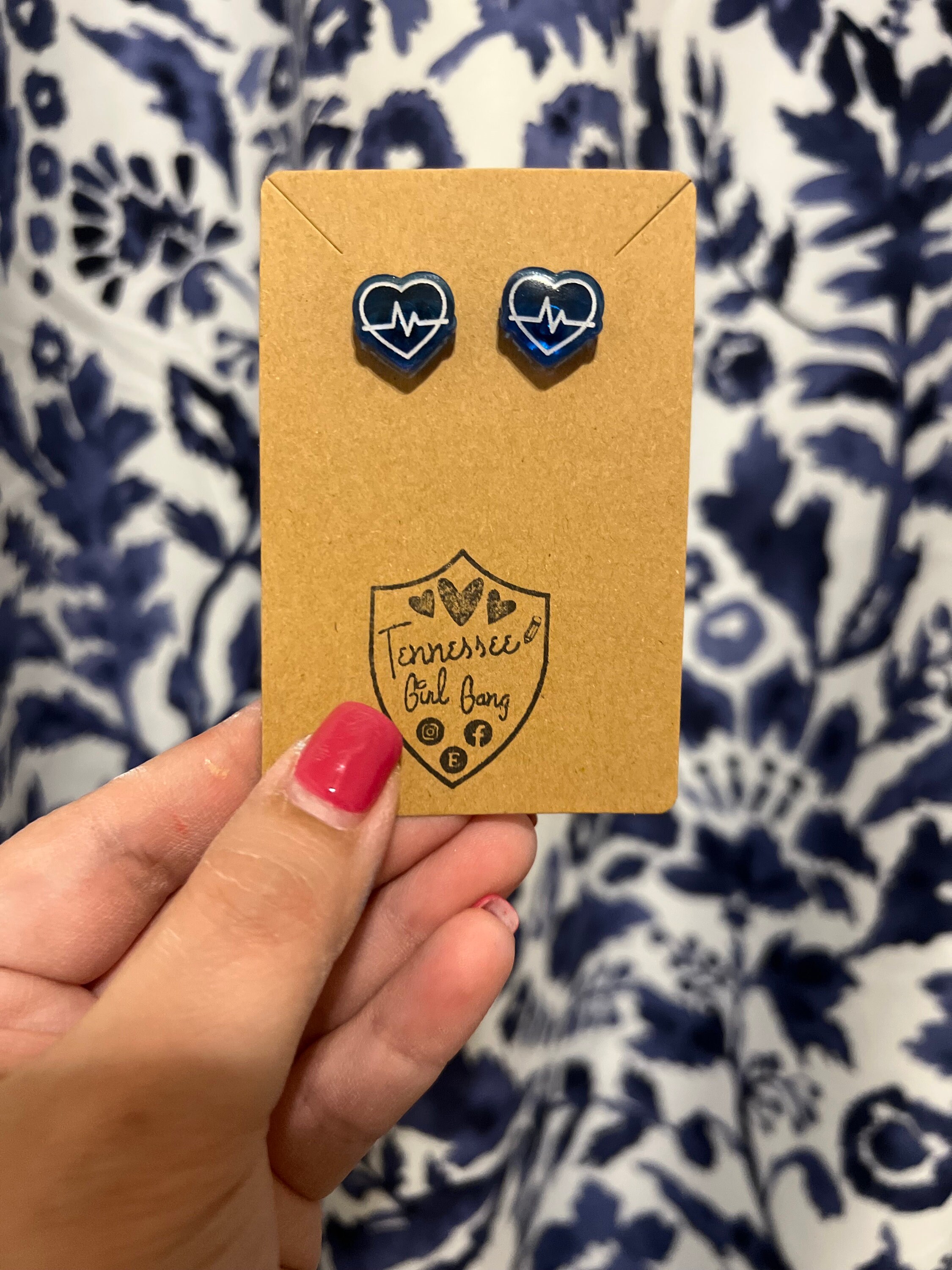 Heartbeat Pulse Stud Earrings - Custom Color Heart Nurse Earrings ...