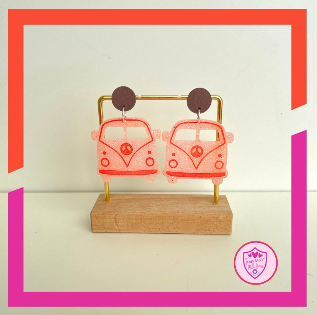 VW Inspired Bus Van Earrings - Hippie Earrings - Groovy Earrings ...