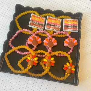 Thanksgiving Bracelet - Thankful Bracelet - Pink Turkey Bracelet ...