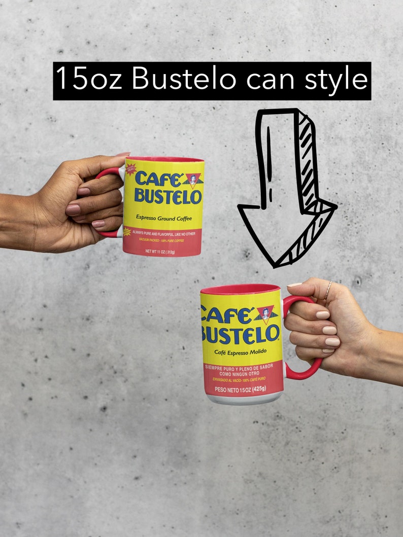 15 Oz Mug- Bustelo Mug Red Interior and Handles - Etsy