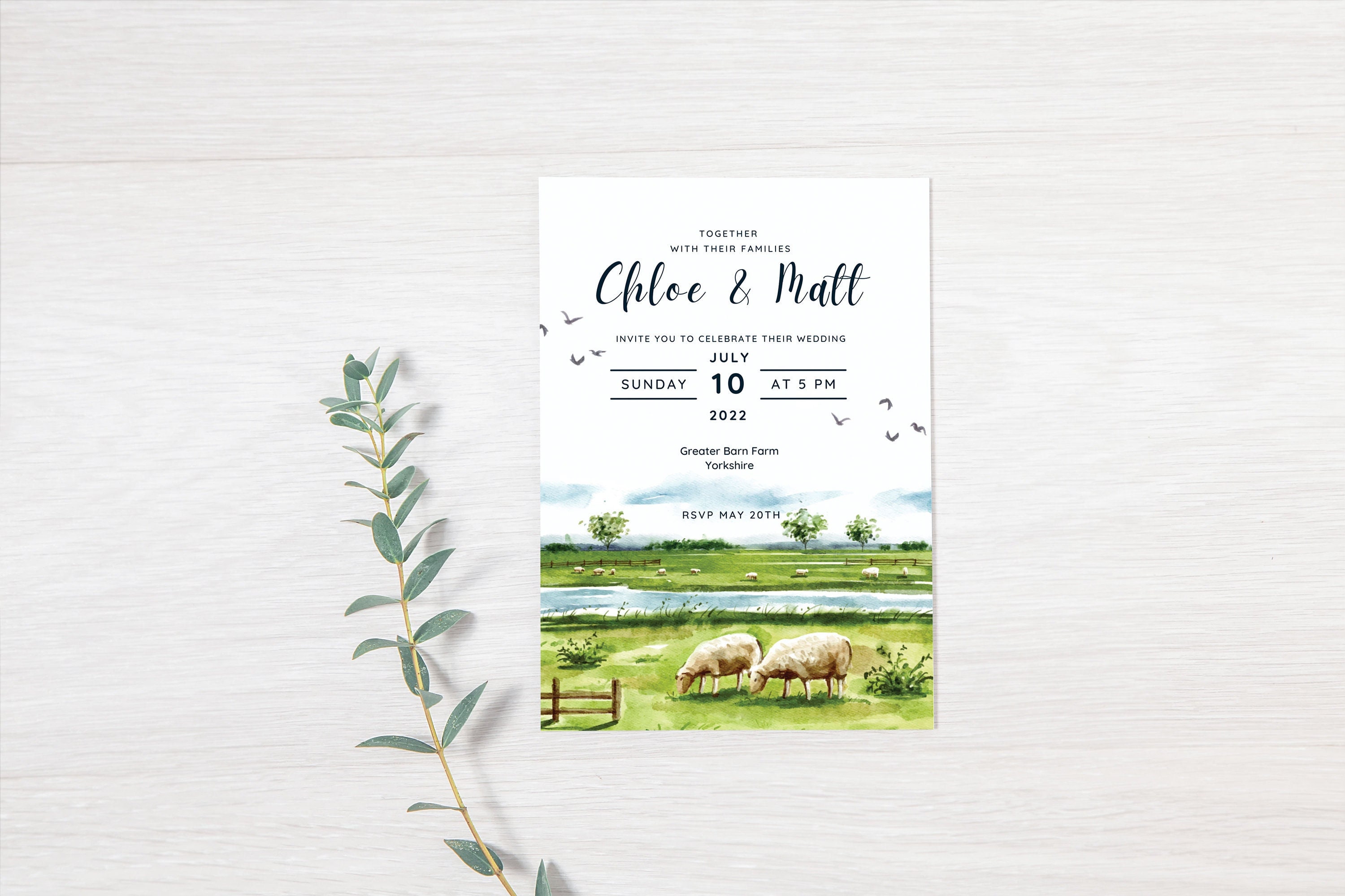 Barn Wedding Invitation/sheep Wedding Invitation/farm Theme Wedding/farmers Wedding/rustic ...