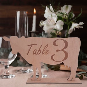 Cow Wedding Table Numbers: Rustic Farm Theme Wooden Decor - Etsy